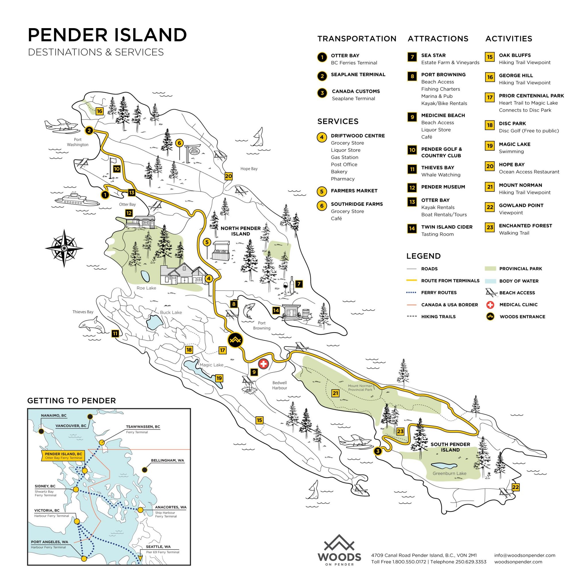 Map of Pender Island » WOODS on Pender